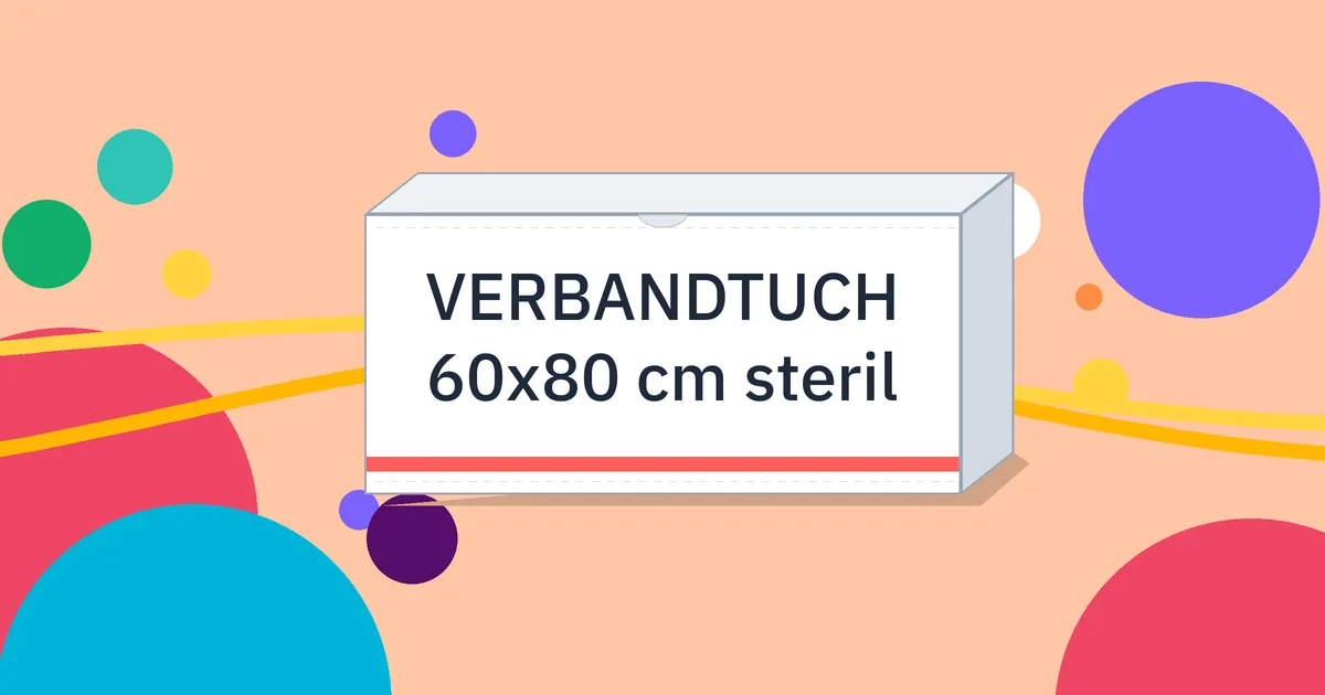 Symbolbild: Packung mit der Aufschrift VERBANDTUCH 60x80 cm steril (PZN 01610410) – Verfügbarkeit und Bezug in Apotheken in Frankfurt am Main