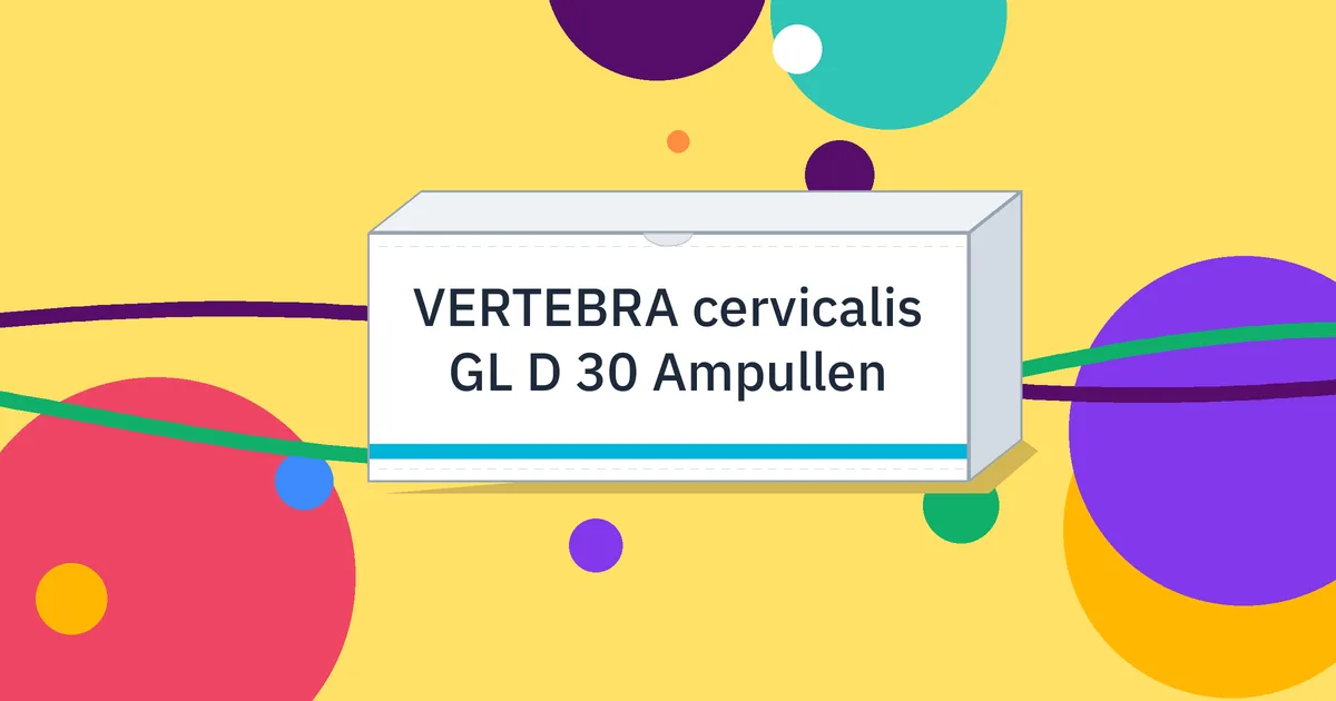 Symbolbild: Packung mit der Aufschrift VERTEBRA cervicalis GL D 30 Ampullen (PZN 03793691) – Verfügbarkeit und Bezug in Apotheken in Frankfurt am Main