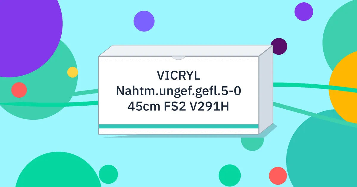 Symbolbild: Packung mit der Aufschrift VICRYL Nahtm.ungef.gefl.5-0 45cm FS2 V291H (PZN 16798307) – Verfügbarkeit und Bezug in Apotheken in Frankfurt am Main