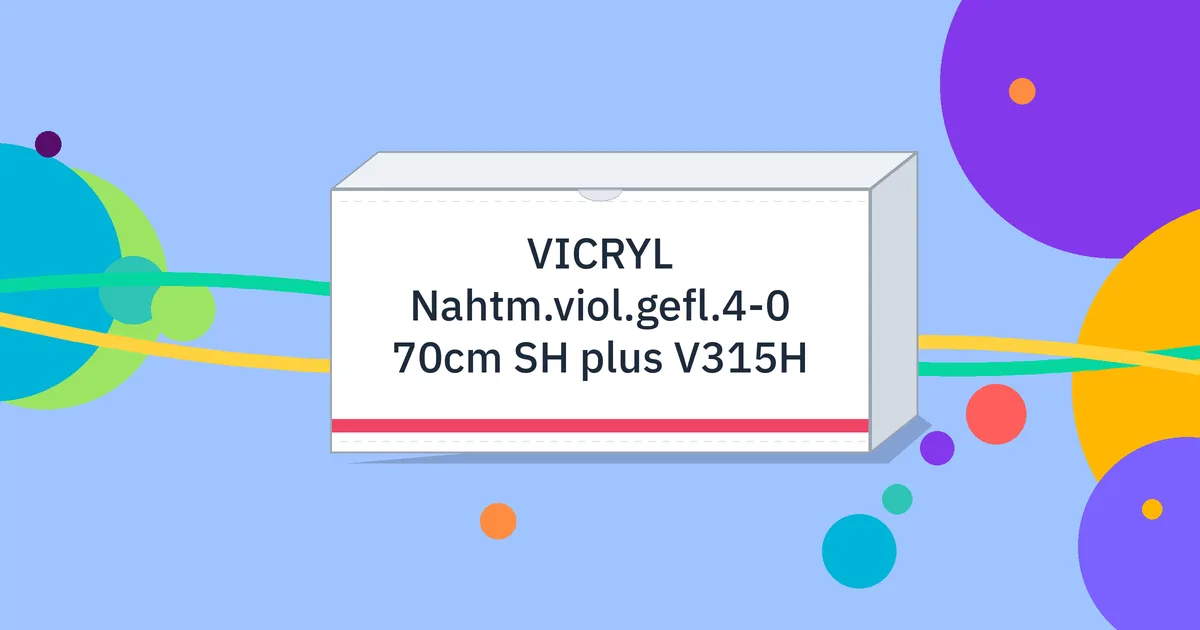 Symbolbild: Packung mit der Aufschrift VICRYL Nahtm.viol.gefl.4-0 70cm SH plus V315H (PZN 16393473) – Verfügbarkeit und Bezug in Apotheken in Frankfurt am Main