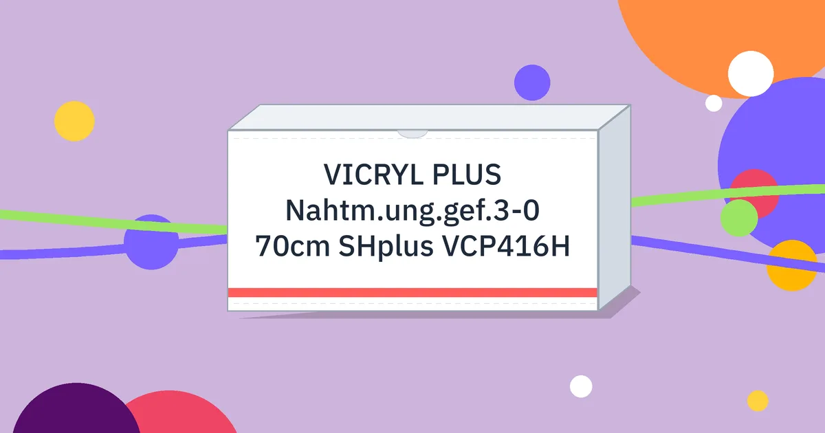 Symbolbild: Packung mit der Aufschrift VICRYL PLUS Nahtm.ung.gef.3-0 70cm SHplus VCP416H (PZN 20173955) – Verfügbarkeit und Bezug in Apotheken in Frankfurt am Main