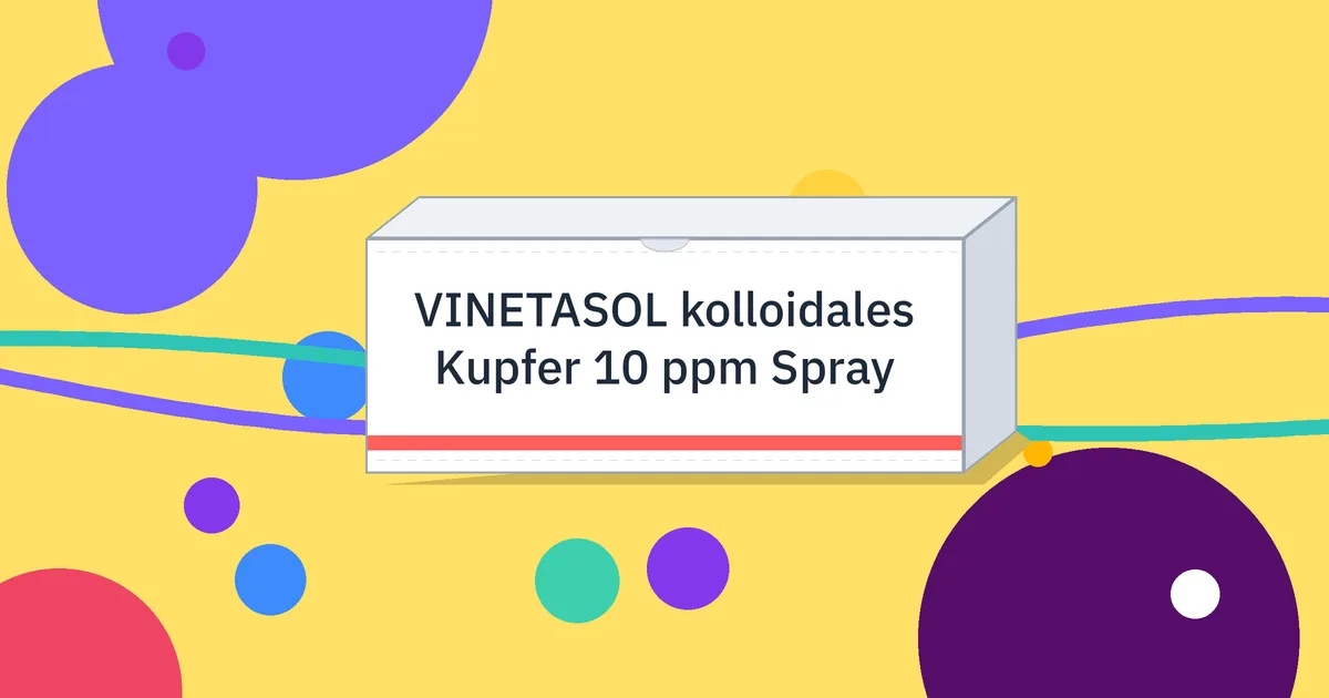 Symbolbild: Packung mit der Aufschrift VINETASOL kolloidales Kupfer 10 ppm Spray (PZN 19160232) – Verfügbarkeit und Bezug in Apotheken in Frankfurt am Main