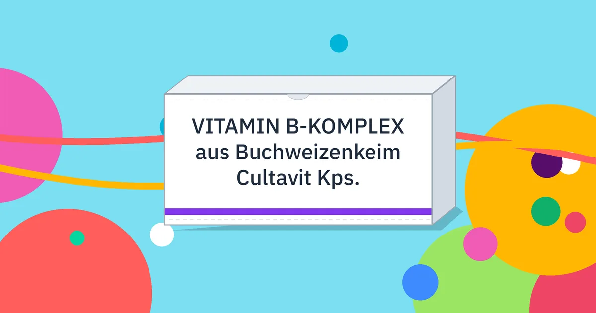 Symbolbild: Packung mit der Aufschrift VITAMIN B-KOMPLEX aus Buchweizenkeim Cultavit Kps. (PZN 18133902) – Verfügbarkeit und Bezug in Apotheken in Frankfurt am Main