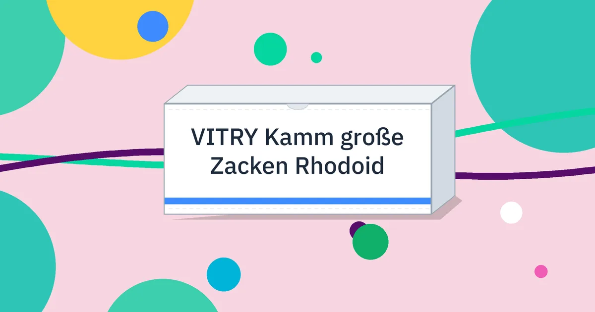 Symbolbild: Packung mit der Aufschrift VITRY Kamm große Zacken Rhodoid (PZN 11508888) – Verfügbarkeit und Bezug in Apotheken in Frankfurt am Main
