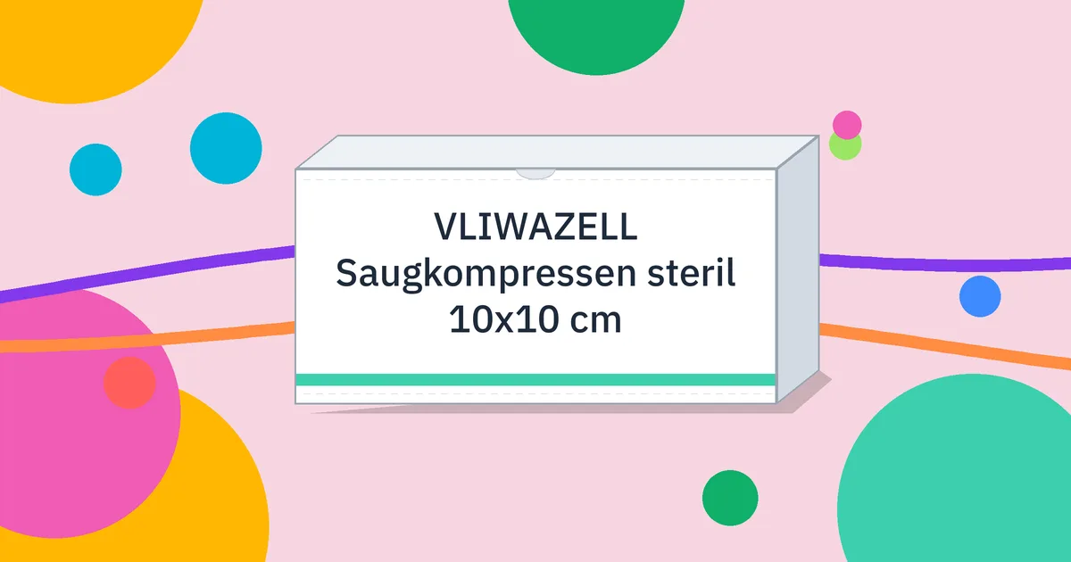 Symbolbild: Packung mit der Aufschrift VLIWAZELL Saugkompressen steril 10x10 cm (PZN 09178627) – Verfügbarkeit und Bezug in Apotheken in Frankfurt am Main
