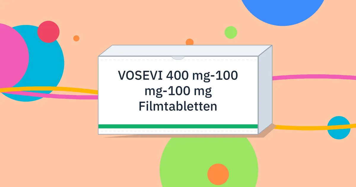 Symbolbild: Packung mit der Aufschrift VOSEVI 400 mg-100 mg-100 mg Filmtabletten (PZN 18709041) – Verfügbarkeit und Bezug in Apotheken in Frankfurt am Main