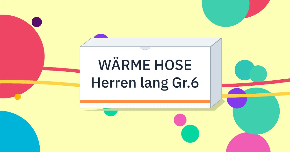 Symbolbild: Packung mit der Aufschrift WÄRME HOSE Herren lang Gr.6 (PZN 02446148) – Verfügbarkeit und Bezug in Apotheken in Frankfurt am Main