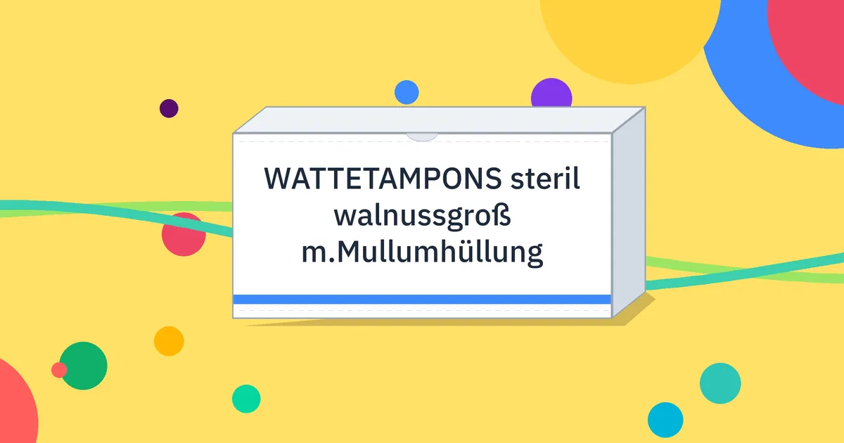 Symbolbild: Packung mit der Aufschrift WATTETAMPONS steril walnussgroß m.Mullumhüllung (PZN 16223593) – Verfügbarkeit und Bezug in Apotheken in Frankfurt am Main