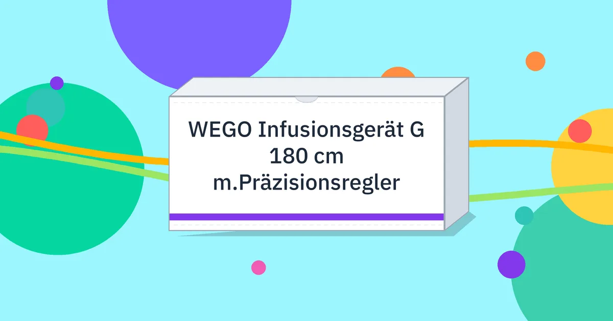 Symbolbild: Packung mit der Aufschrift WEGO Infusionsgerät G 180 cm m.Präzisionsregler (PZN 18860097) – Verfügbarkeit und Bezug in Apotheken in Frankfurt am Main