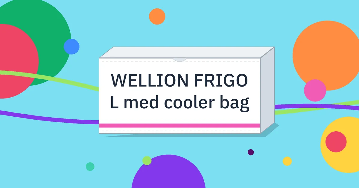 Symbolbild: Packung mit der Aufschrift WELLION FRIGO L med cooler bag (PZN 08812631) – Verfügbarkeit und Bezug in Apotheken in Frankfurt am Main