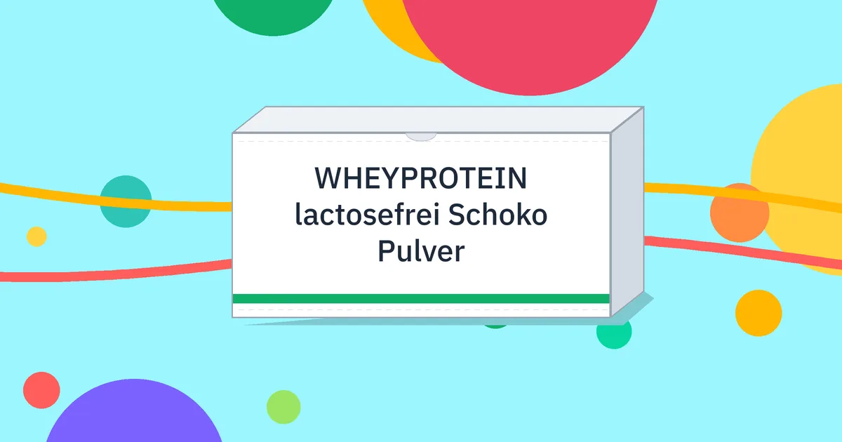 Symbolbild: Packung mit der Aufschrift WHEYPROTEIN lactosefrei Schoko Pulver (PZN 08820228) – Verfügbarkeit und Bezug in Apotheken in Frankfurt am Main