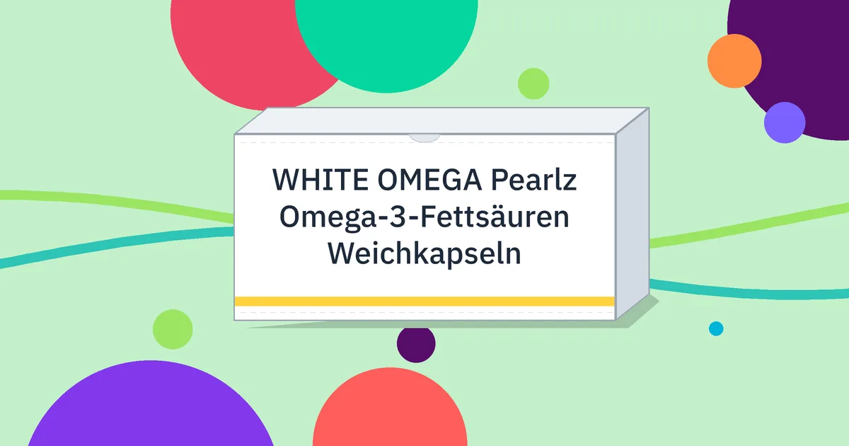 Symbolbild: Packung mit der Aufschrift WHITE OMEGA Pearlz Omega-3-Fettsäuren Weichkapseln (PZN 15191997) – Verfügbarkeit und Bezug in Apotheken in Frankfurt am Main