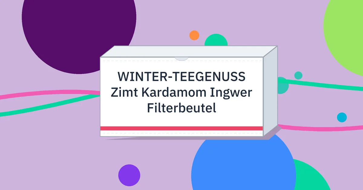 Symbolbild: Packung mit der Aufschrift WINTER-TEEGENUSS Zimt Kardamom Ingwer Filterbeutel (PZN 15375697) – Verfügbarkeit und Bezug in Apotheken in Frankfurt am Main