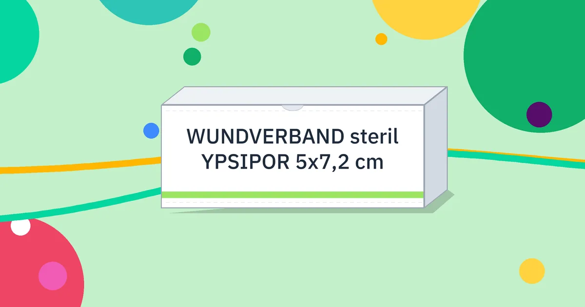 Symbolbild: Packung mit der Aufschrift WUNDVERBAND steril YPSIPOR 5x7,2 cm (PZN 02517701) – Verfügbarkeit und Bezug in Apotheken in Frankfurt am Main