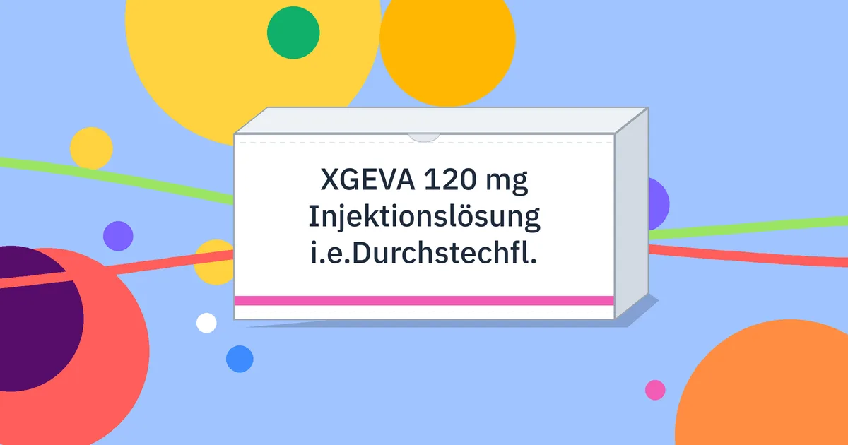 Symbolbild: Packung mit der Aufschrift XGEVA 120 mg Injektionslösung i.e.Durchstechfl. (PZN 19371609) – Verfügbarkeit und Bezug in Apotheken in Frankfurt am Main