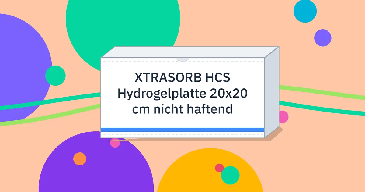 Symbolbild: Packung mit der Aufschrift XTRASORB HCS Hydrogelplatte 20x20 cm nicht haftend (PZN 07645438) – Verfügbarkeit und Bezug in Apotheken in Frankfurt am Main