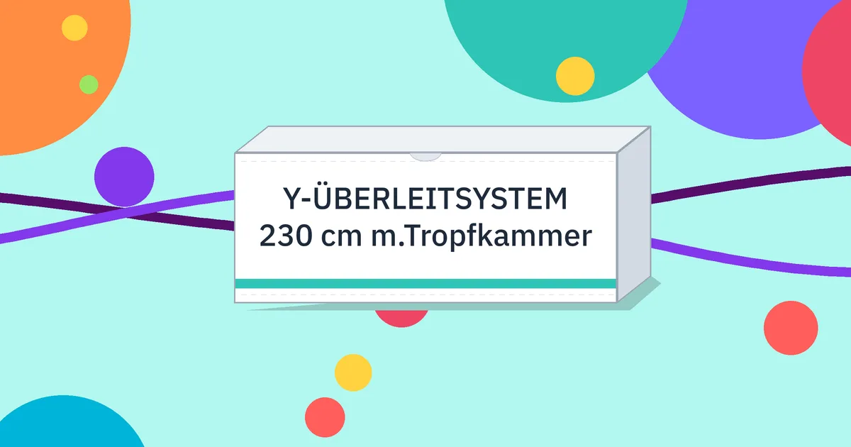Symbolbild: Packung mit der Aufschrift Y-ÜBERLEITSYSTEM 230 cm m.Tropfkammer (PZN 01055150) – Verfügbarkeit und Bezug in Apotheken in Frankfurt am Main