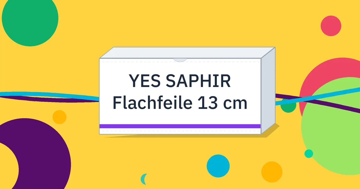 Symbolbild: Packung mit der Aufschrift YES SAPHIR Flachfeile 13 cm (PZN 14220484) – Verfügbarkeit und Bezug in Apotheken in Frankfurt am Main