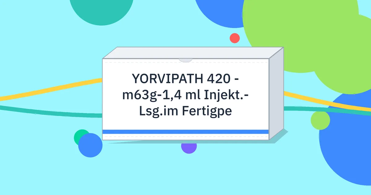 Symbolbild: Packung mit der Aufschrift YORVIPATH 420 -m63g-1,4 ml Injekt.-Lsg.im Fertigpe (PZN 18832238) – Verfügbarkeit und Bezug in Apotheken in Frankfurt am Main