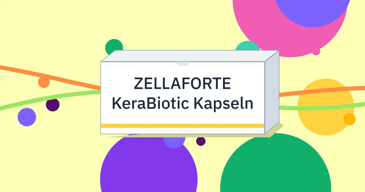 Symbolbild: Packung mit der Aufschrift ZELLAFORTE KeraBiotic Kapseln (PZN 19906252) – Verfügbarkeit und Bezug in Apotheken in Frankfurt am Main