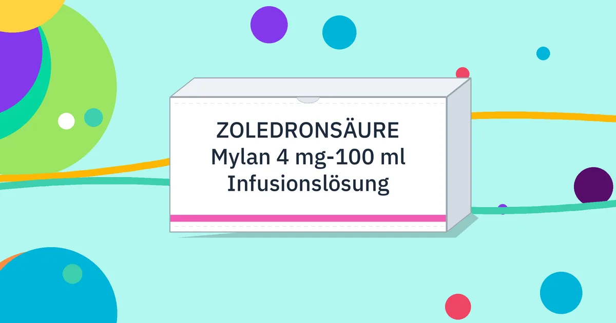 Symbolbild: Packung mit der Aufschrift ZOLEDRONSÄURE Mylan 4 mg-100 ml Infusionslösung (PZN 10193661) – Verfügbarkeit und Bezug in Apotheken in Frankfurt am Main