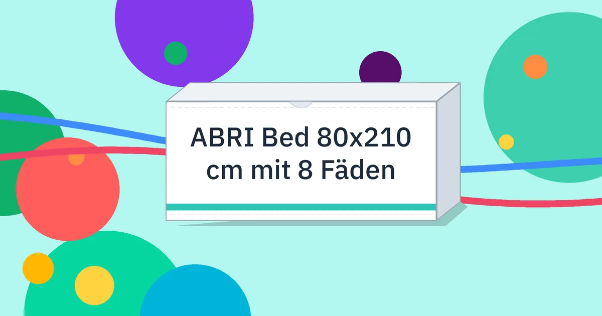 Symbolbild: Packung mit der Aufschrift ABRI Bed 80x210 cm mit 8 Fäden (PZN 09202047) – Verfügbarkeit und Bezug in Apotheken in Frankfurt am Main
