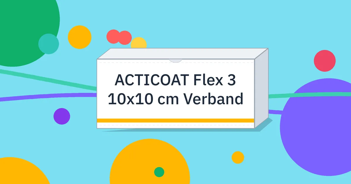 Symbolbild: Packung mit der Aufschrift ACTICOAT Flex 3 10x10 cm Verband (PZN 17548848) – Verfügbarkeit und Bezug in Apotheken in Frankfurt am Main
