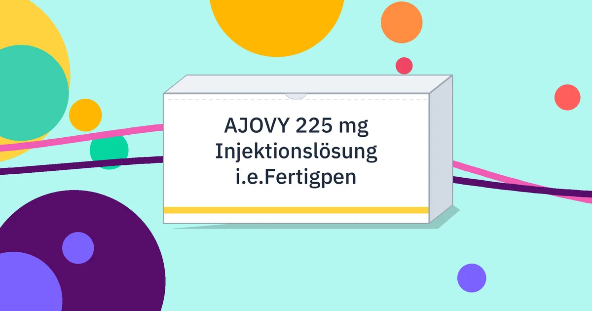 Symbolbild: Packung mit der Aufschrift AJOVY 225 mg Injektionslösung i.e.Fertigpen (PZN 16061452) – Verfügbarkeit und Bezug in Apotheken in Frankfurt am Main