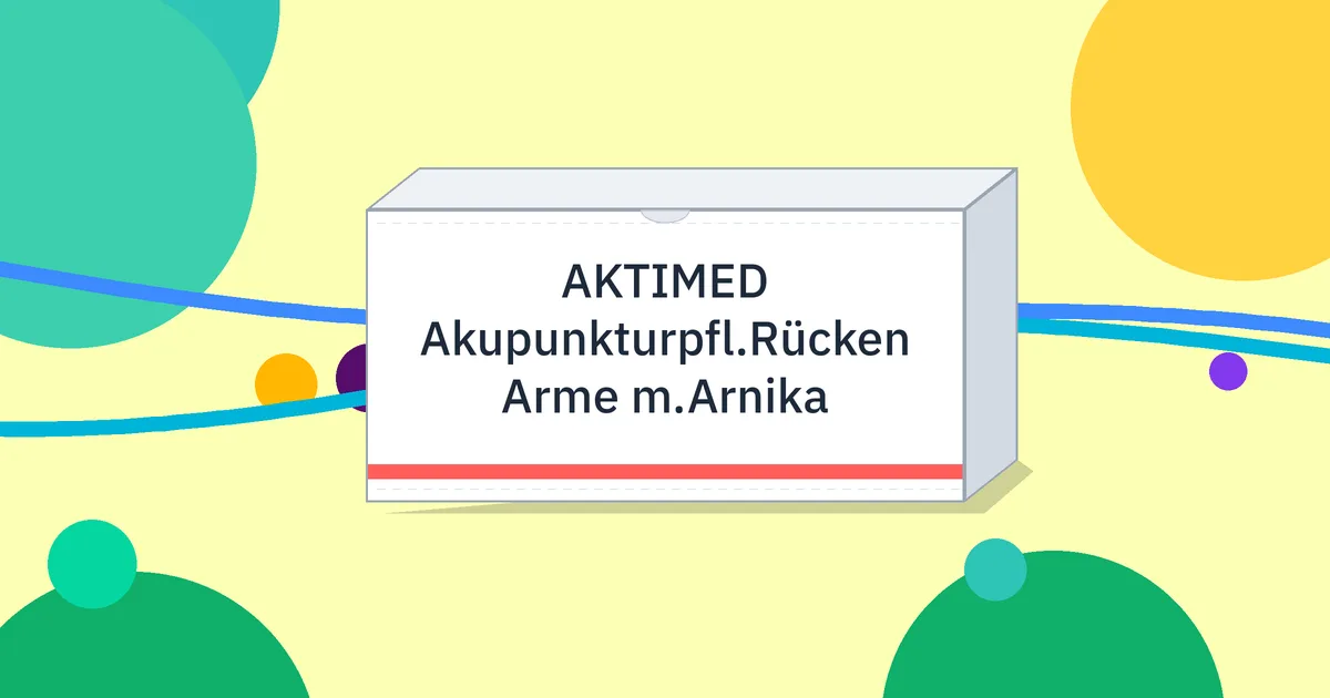 Symbolbild: Packung mit der Aufschrift AKTIMED Akupunkturpfl.Rücken Arme m.Arnika (PZN 19903058) – Verfügbarkeit und Bezug in Apotheken in Frankfurt am Main