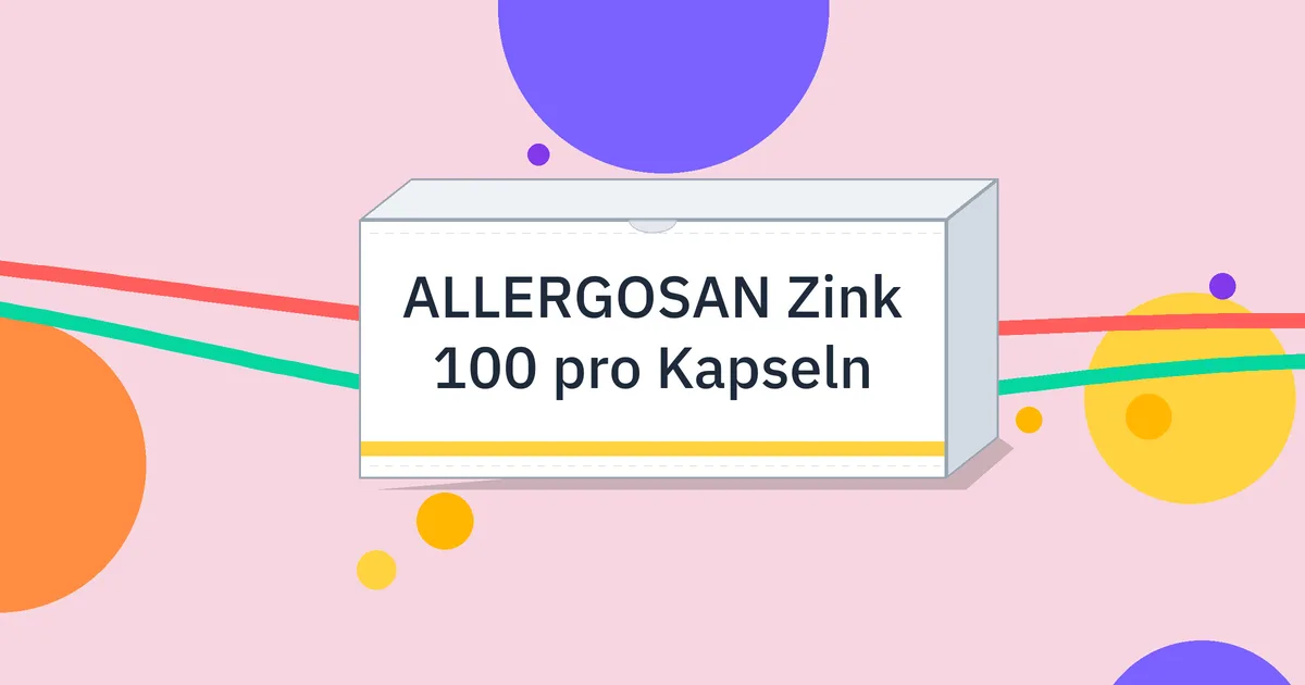 Symbolbild: Packung mit der Aufschrift ALLERGOSAN Zink 100 pro Kapseln (PZN 11118029) – Verfügbarkeit und Bezug in Apotheken in Frankfurt am Main