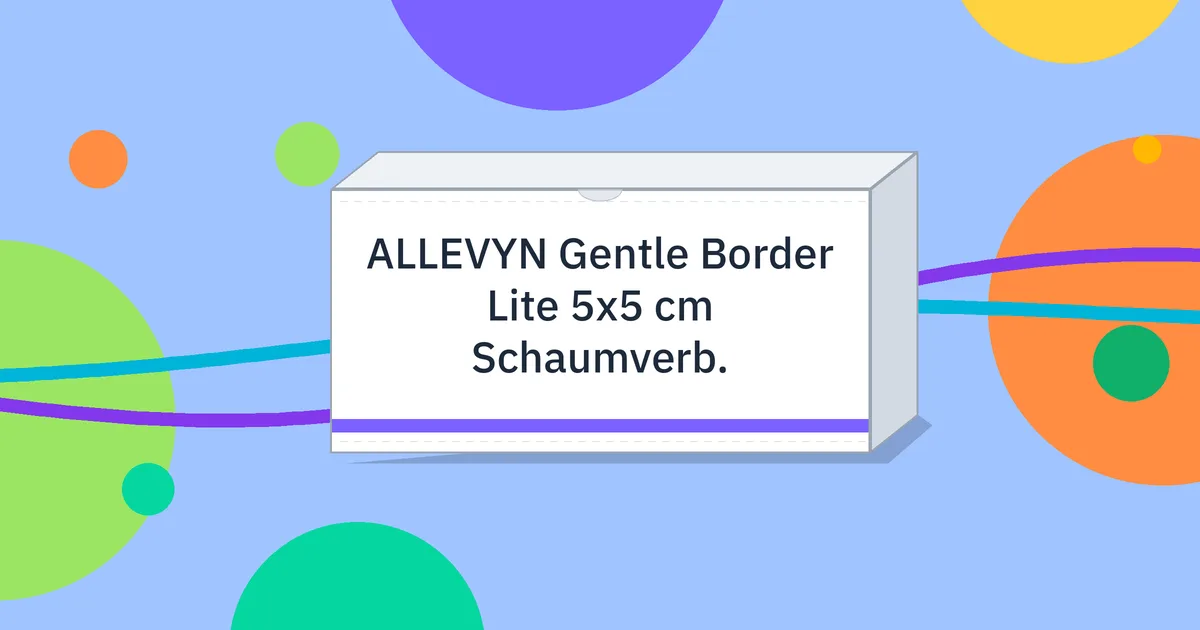 Symbolbild: Packung mit der Aufschrift ALLEVYN Gentle Border Lite 5x5 cm Schaumverb. (PZN 18654593) – Verfügbarkeit und Bezug in Apotheken in Frankfurt am Main