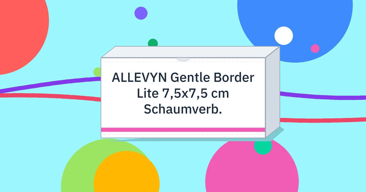 Symbolbild: Packung mit der Aufschrift ALLEVYN Gentle Border Lite 7,5x7,5 cm Schaumverb. (PZN 17896779) – Verfügbarkeit und Bezug in Apotheken in Frankfurt am Main