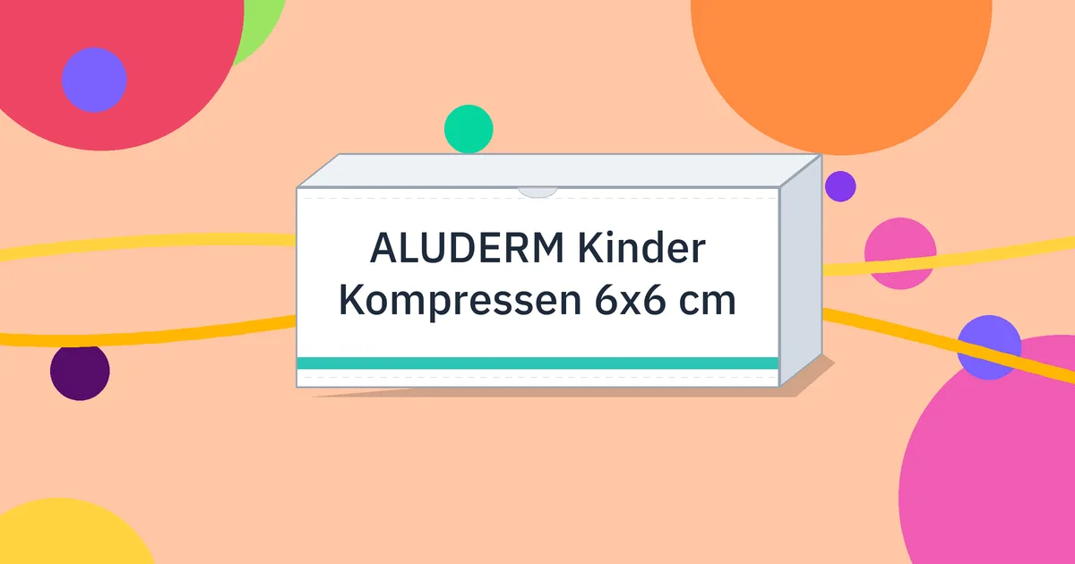 Symbolbild: Packung mit der Aufschrift ALUDERM Kinder Kompressen 6x6 cm (PZN 00118598) – Verfügbarkeit und Bezug in Apotheken in Frankfurt am Main