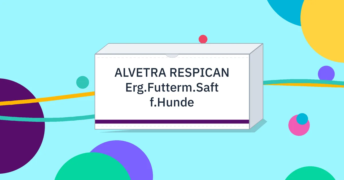 Symbolbild: Packung mit der Aufschrift ALVETRA RESPICAN Erg.Futterm.Saft f.Hunde (PZN 19444863) – Verfügbarkeit und Bezug in Apotheken in Frankfurt am Main