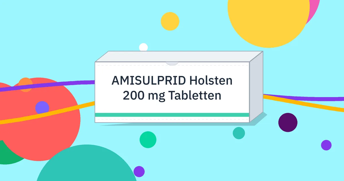 Symbolbild: Packung mit der Aufschrift AMISULPRID Holsten 200 mg Tabletten (PZN 12645274) – Verfügbarkeit und Bezug in Apotheken in Frankfurt am Main