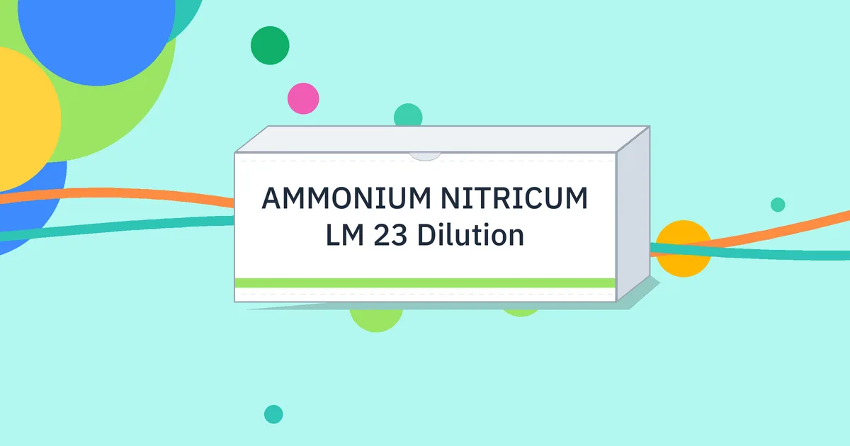 Symbolbild: Packung mit der Aufschrift AMMONIUM NITRICUM LM 23 Dilution (PZN 13321929) – Verfügbarkeit und Bezug in Apotheken in Frankfurt am Main