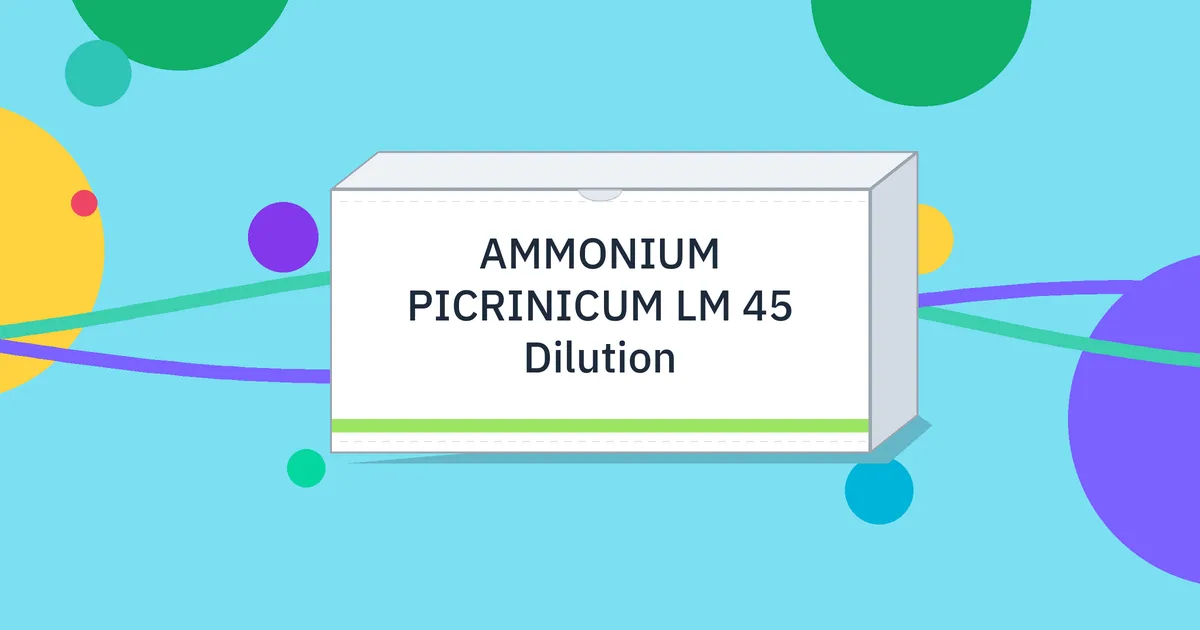 Symbolbild: Packung mit der Aufschrift AMMONIUM PICRINICUM LM 45 Dilution (PZN 13322981) – Verfügbarkeit und Bezug in Apotheken in Frankfurt am Main