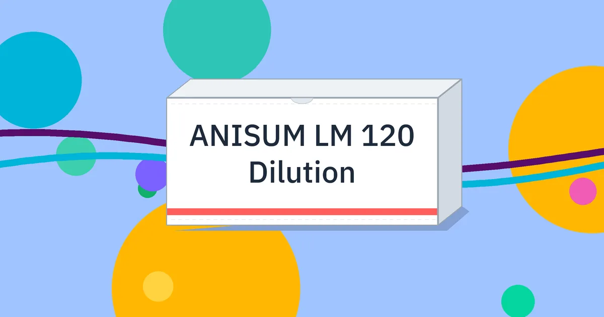 Symbolbild: Packung mit der Aufschrift ANISUM LM 120 Dilution (PZN 12763192) – Verfügbarkeit und Bezug in Apotheken in Frankfurt am Main
