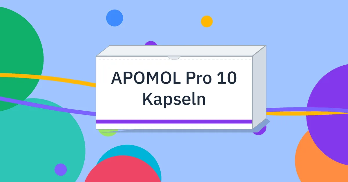 Symbolbild: Packung mit der Aufschrift APOMOL Pro 10 Kapseln (PZN 19422703) – Verfügbarkeit und Bezug in Apotheken in Frankfurt am Main