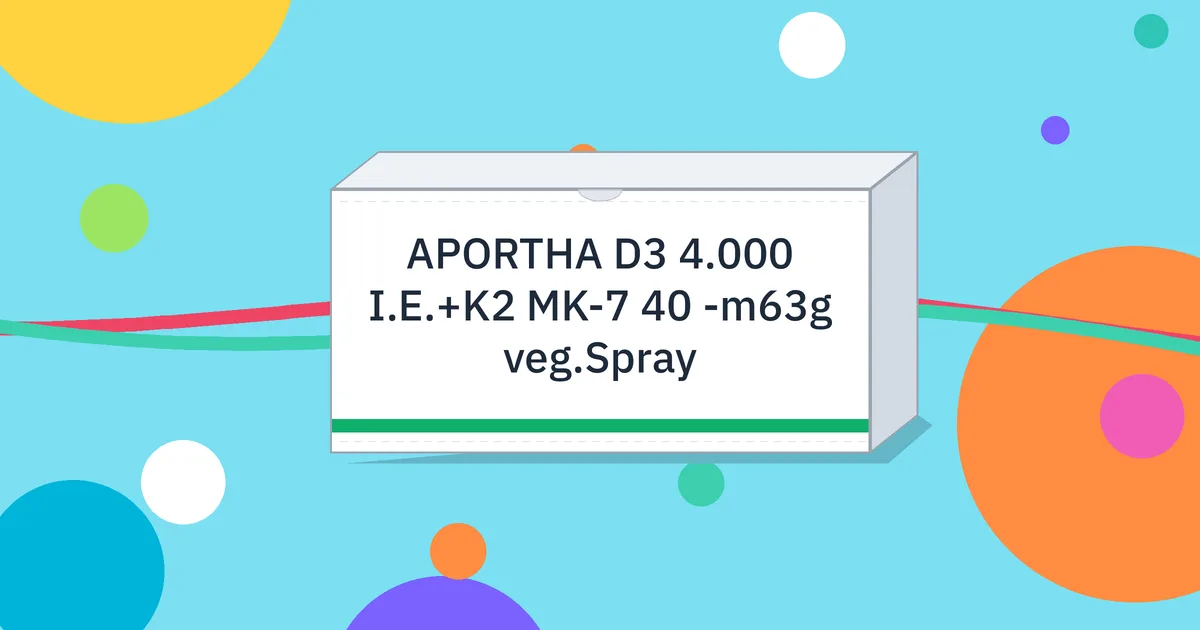 Symbolbild: Packung mit der Aufschrift APORTHA D3 4.000 I.E.+K2 MK-7 40 -m63g veg.Spray (PZN 20011589) – Verfügbarkeit und Bezug in Apotheken in Frankfurt am Main
