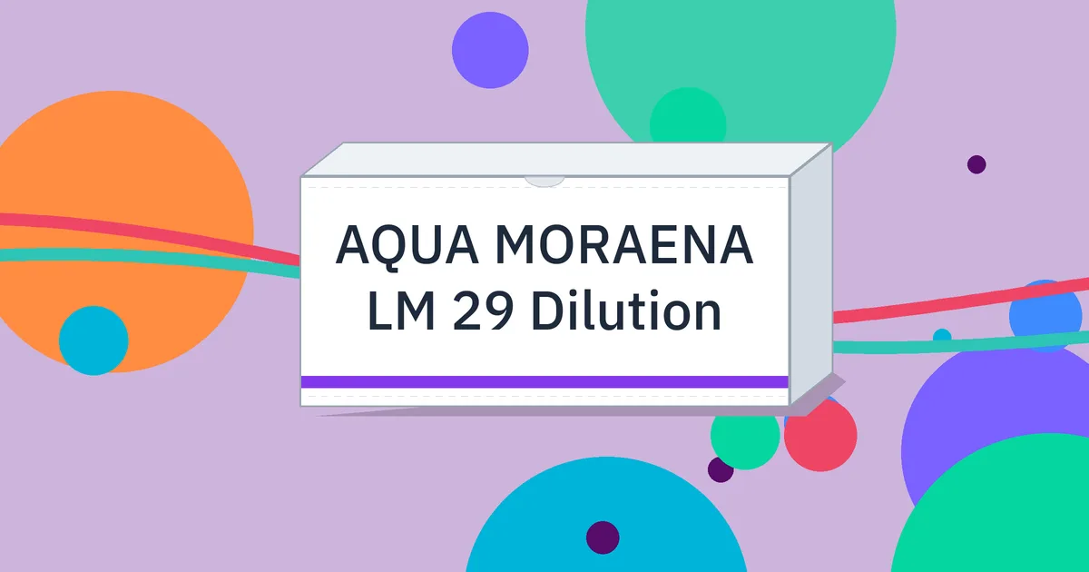 Symbolbild: Packung mit der Aufschrift AQUA MORAENA LM 29 Dilution (PZN 13755562) – Verfügbarkeit und Bezug in Apotheken in Frankfurt am Main