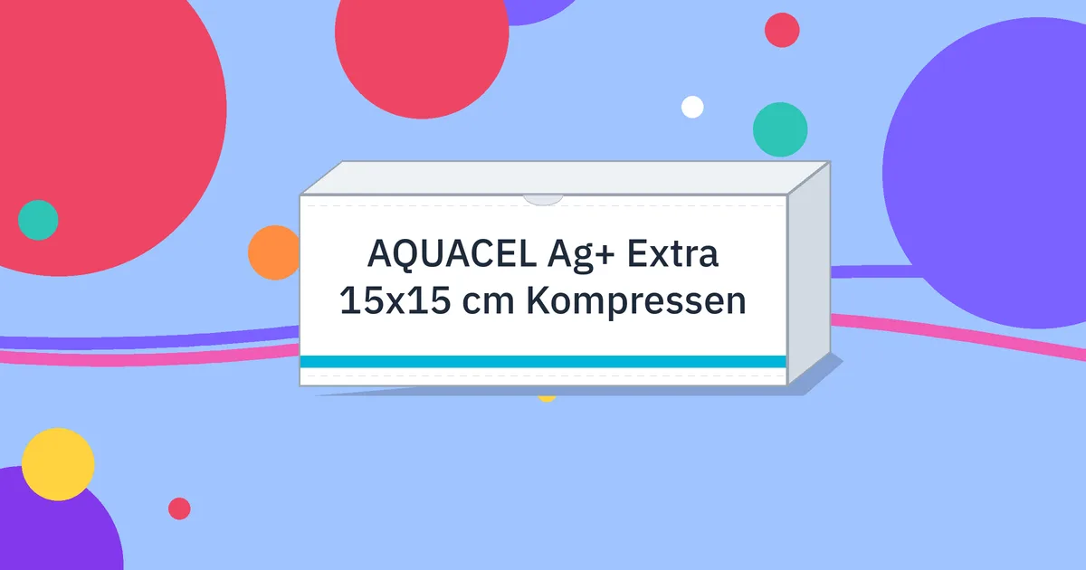 Symbolbild: Packung mit der Aufschrift AQUACEL Ag+ Extra 15x15 cm Kompressen (PZN 11368128) – Verfügbarkeit und Bezug in Apotheken in Frankfurt am Main