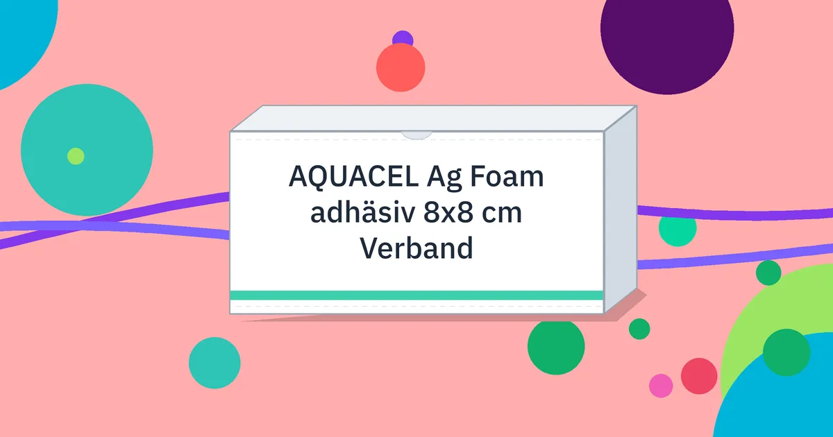 Symbolbild: Packung mit der Aufschrift AQUACEL Ag Foam adhäsiv 8x8 cm Verband (PZN 12419690) – Verfügbarkeit und Bezug in Apotheken in Frankfurt am Main