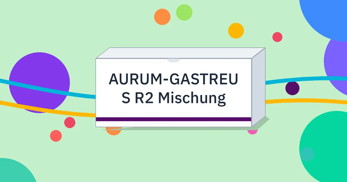 Symbolbild: Packung mit der Aufschrift AURUM-GASTREU S R2 Mischung (PZN 01686465) – Verfügbarkeit und Bezug in Apotheken in Frankfurt am Main