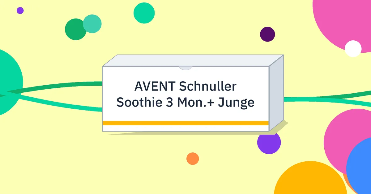 Symbolbild: Packung mit der Aufschrift AVENT Schnuller Soothie 3 Mon.+ Junge (PZN 02401074) – Verfügbarkeit und Bezug in Apotheken in Frankfurt am Main