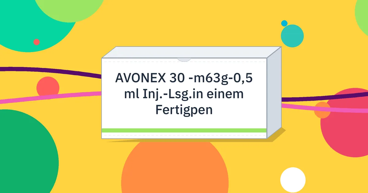 Symbolbild: Packung mit der Aufschrift AVONEX 30 -m63g-0,5 ml Inj.-Lsg.in einem Fertigpen (PZN 07687520) – Verfügbarkeit und Bezug in Apotheken in Frankfurt am Main