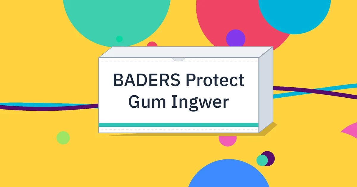 Symbolbild: Packung mit der Aufschrift BADERS Protect Gum Ingwer (PZN 16703525) – Verfügbarkeit und Bezug in Apotheken in Frankfurt am Main