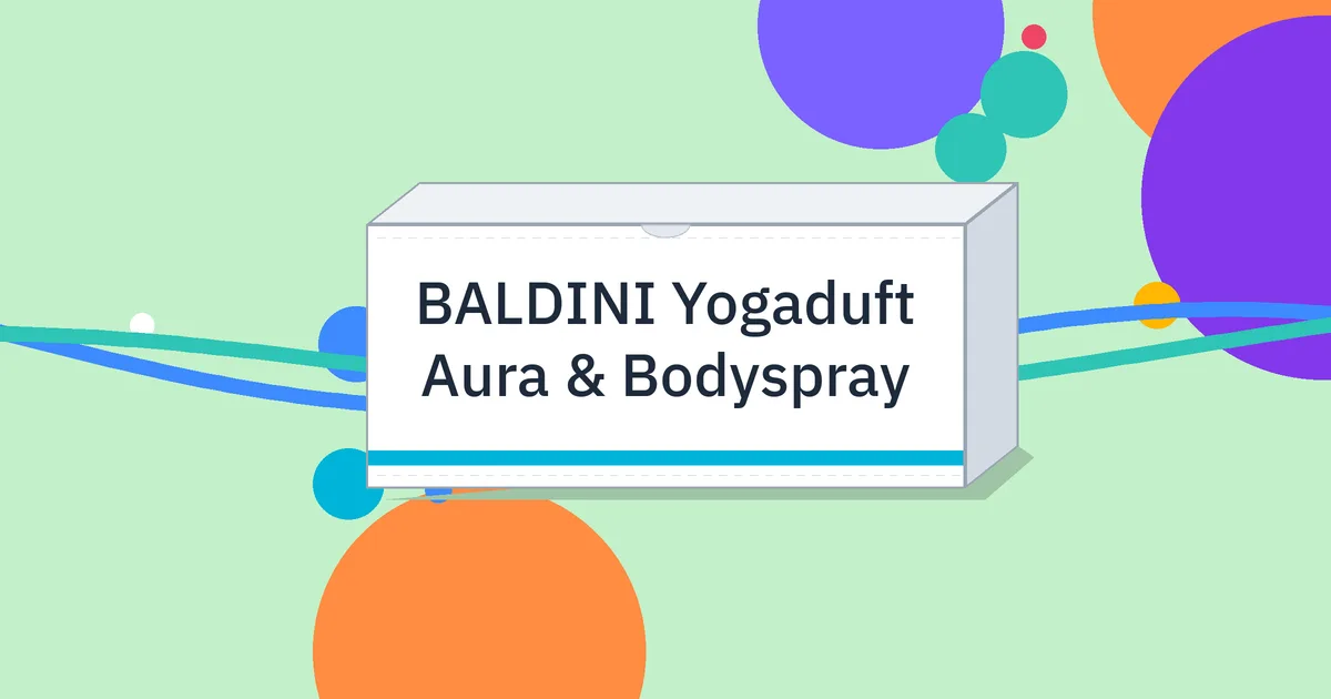 Symbolbild: Packung mit der Aufschrift BALDINI Yogaduft Aura & Bodyspray (PZN 18446328) – Verfügbarkeit und Bezug in Apotheken in Frankfurt am Main
