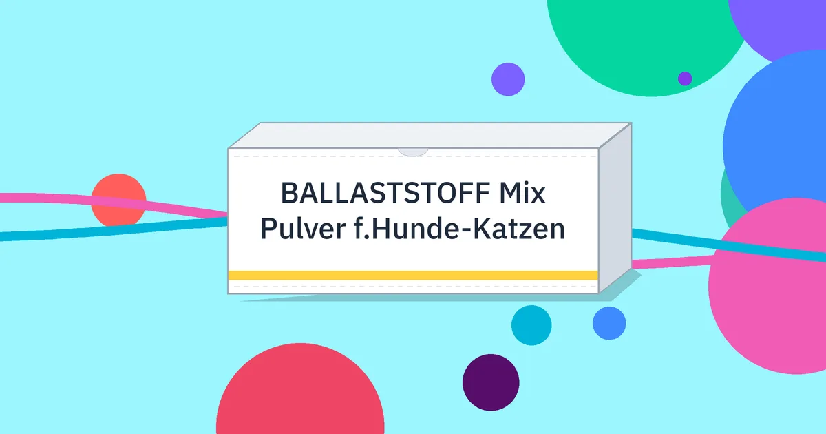 Symbolbild: Packung mit der Aufschrift BALLASTSTOFF Mix Pulver f.Hunde-Katzen (PZN 18806413) – Verfügbarkeit und Bezug in Apotheken in Frankfurt am Main
