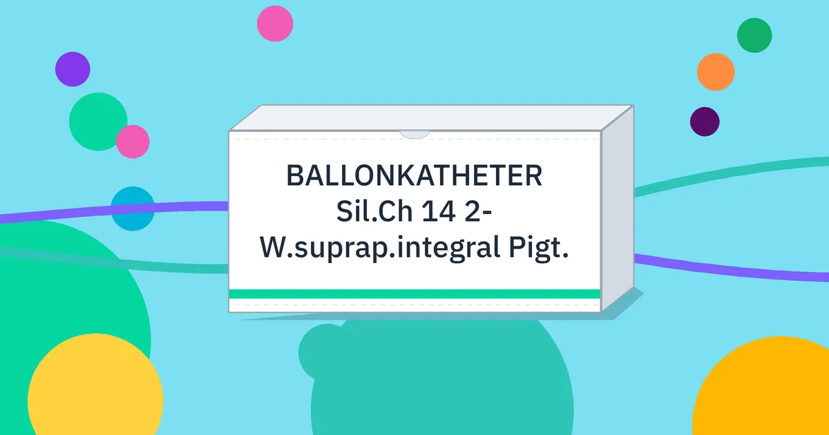 Symbolbild: Packung mit der Aufschrift BALLONKATHETER Sil.Ch 14 2-W.suprap.integral Pigt. (PZN 14350554) – Verfügbarkeit und Bezug in Apotheken in Frankfurt am Main